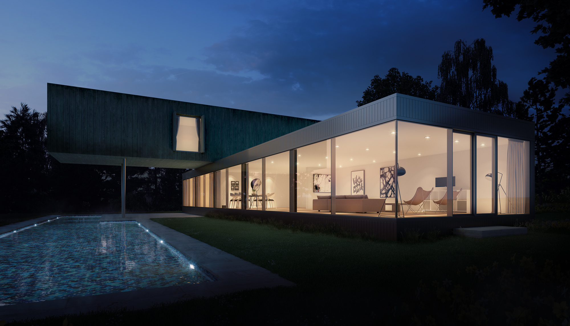 Pool House (Night) - VIZPARK™